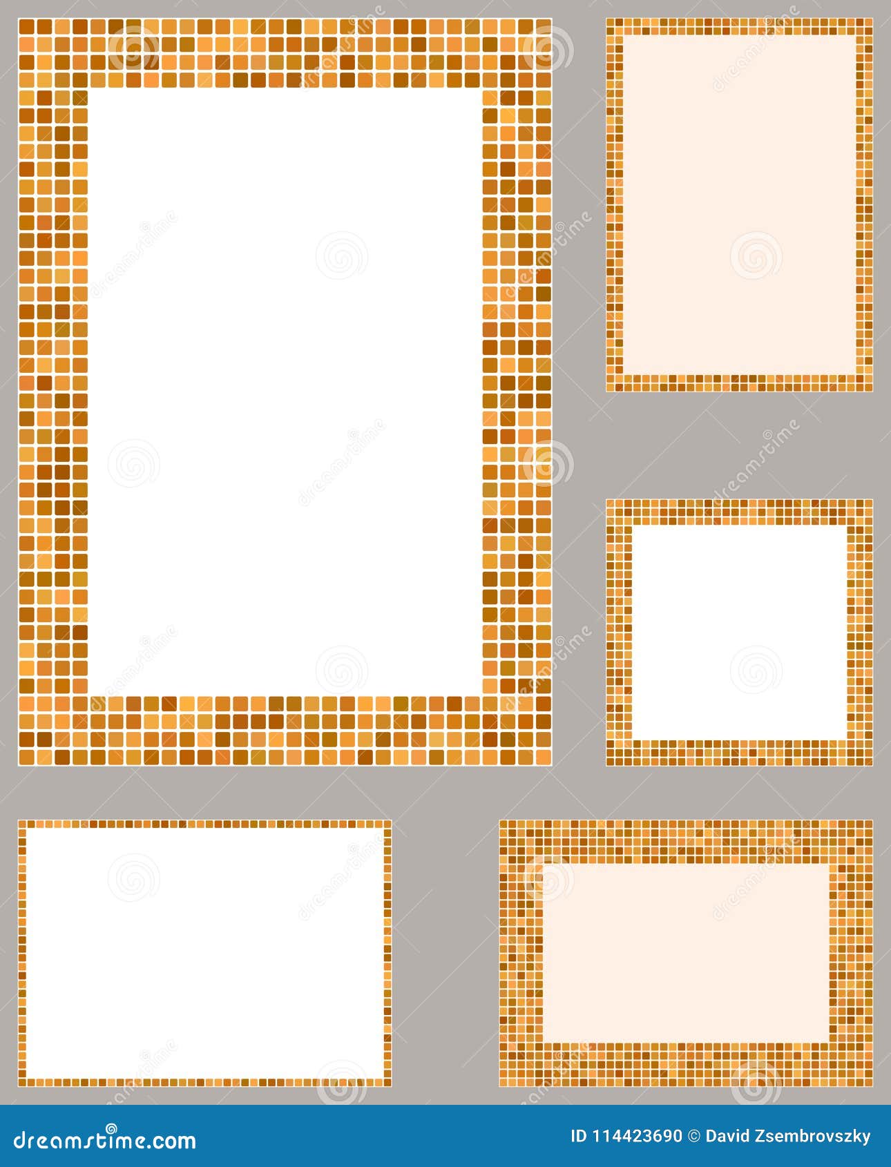 Orange Pixel Mosaic Page Layout Border Set Stock Vector - Illustration ...