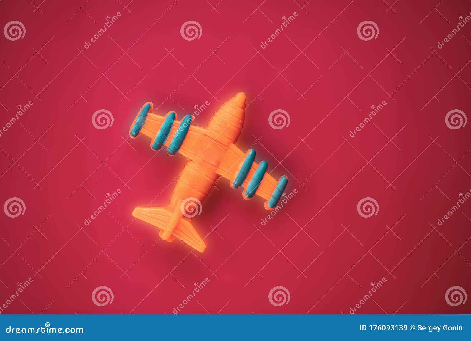 Orange Plane on a Red Background Stock Image - Image of creative ...