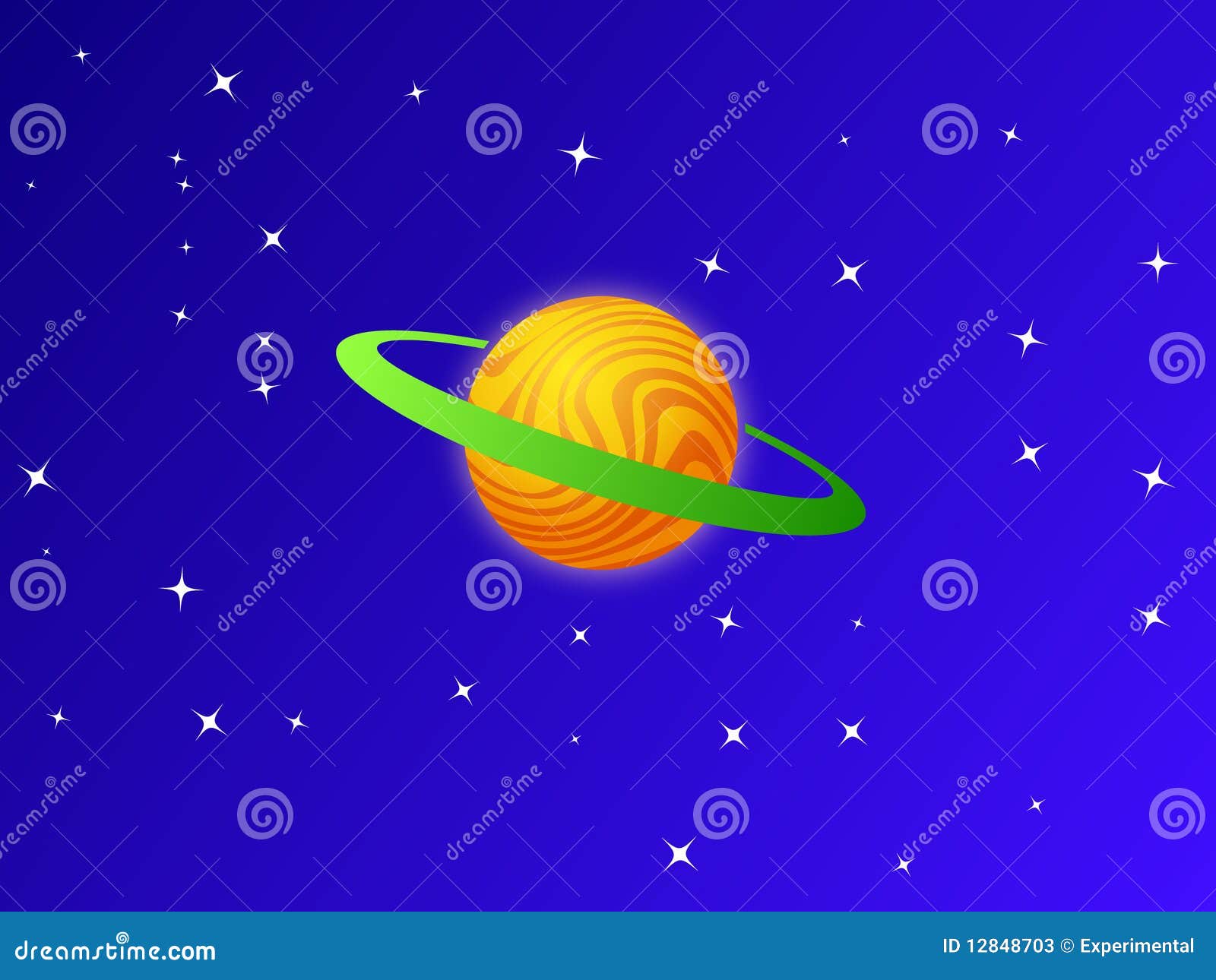 Orange planet on blue sky stock vector. Illustration of night - 12848703