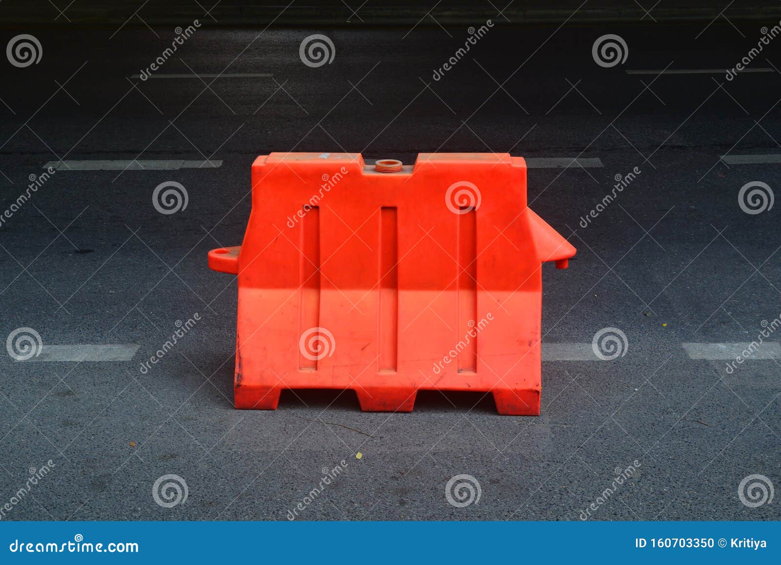 Orange Plastic Barrier on the Road Stock Photo - Image of line, risk ...