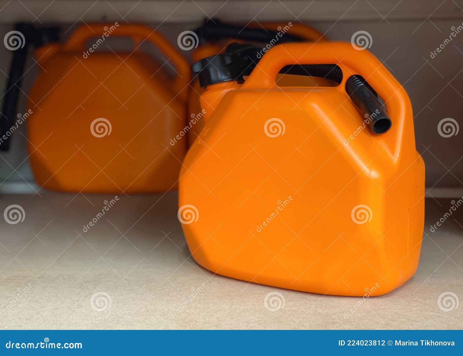 Orange Plastic Canister on Store Counters Stock Photo - Image of sale ...