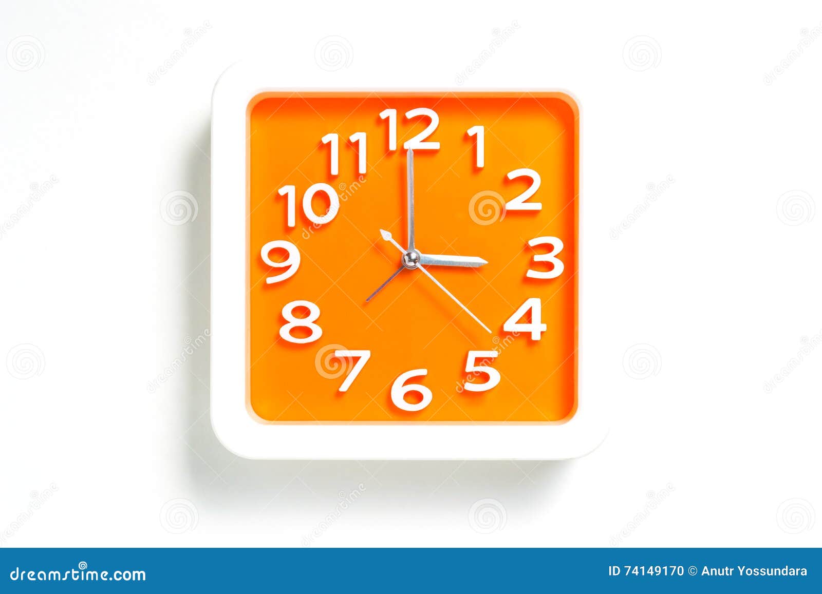 Orange Plastic Clock Counting 3:00 Stock Photo - Image of quartz ...