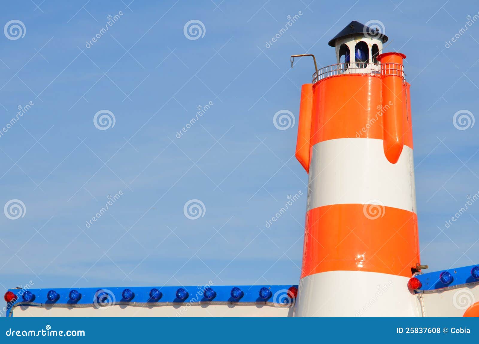 Orange Plastic Lighthouse in Amusement Park Stock Photo - Image of ...