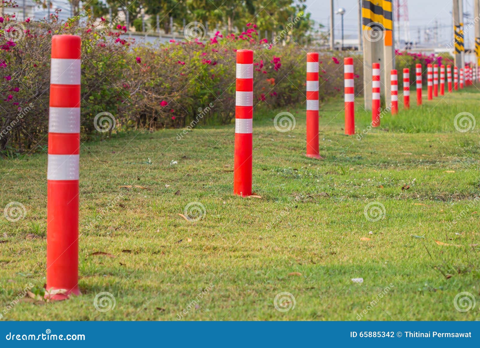 Orange Plastic Pole Traffic Stock Photo - Image of orange, area: 65885342