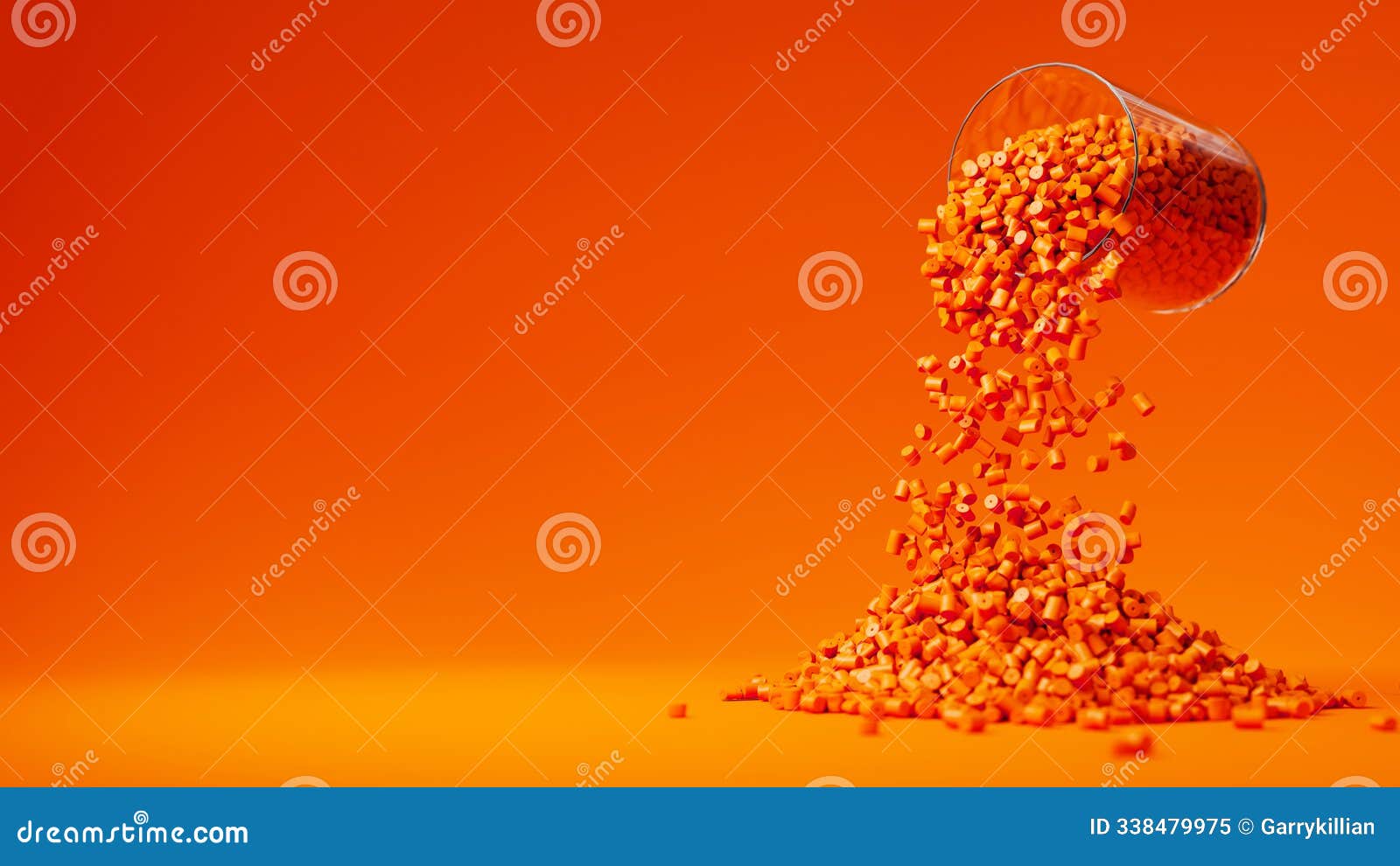 Orange Plastic Polypropylene Granules Pouring from the Glass on a ...