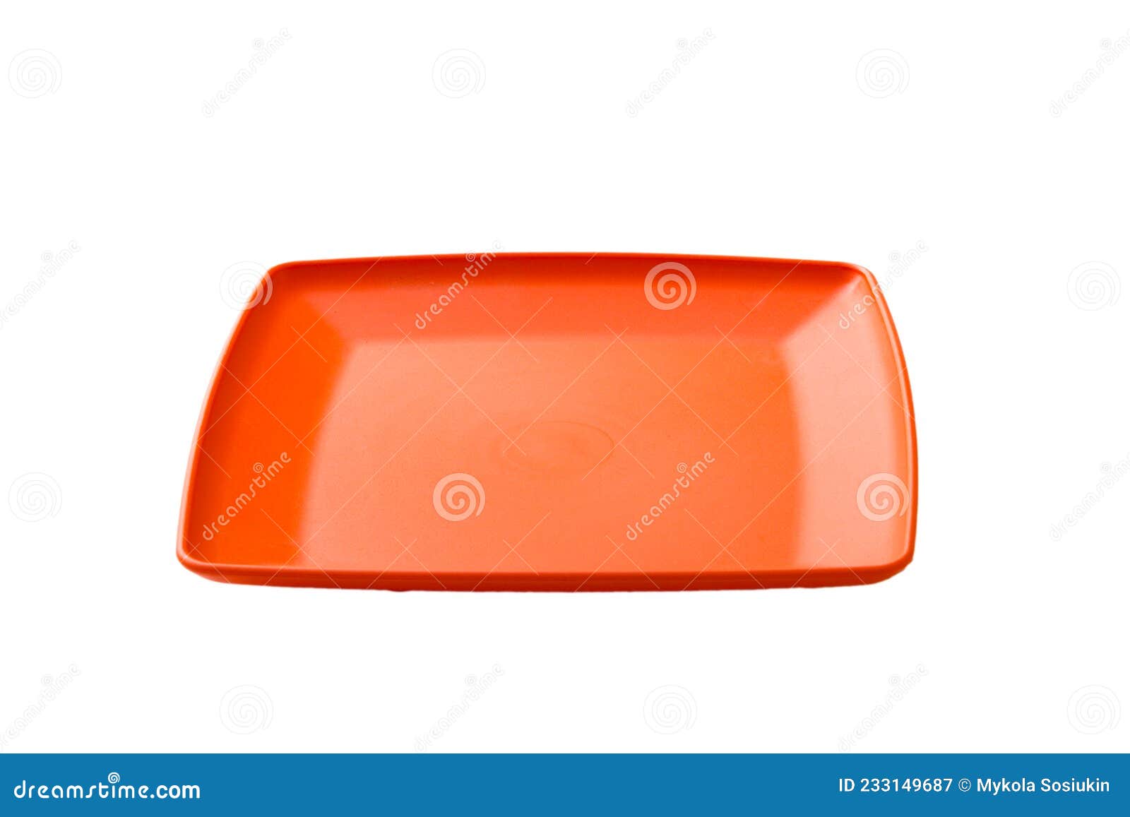 Orange Plastic Square Plate Isolated Over White Background. Perspective ...