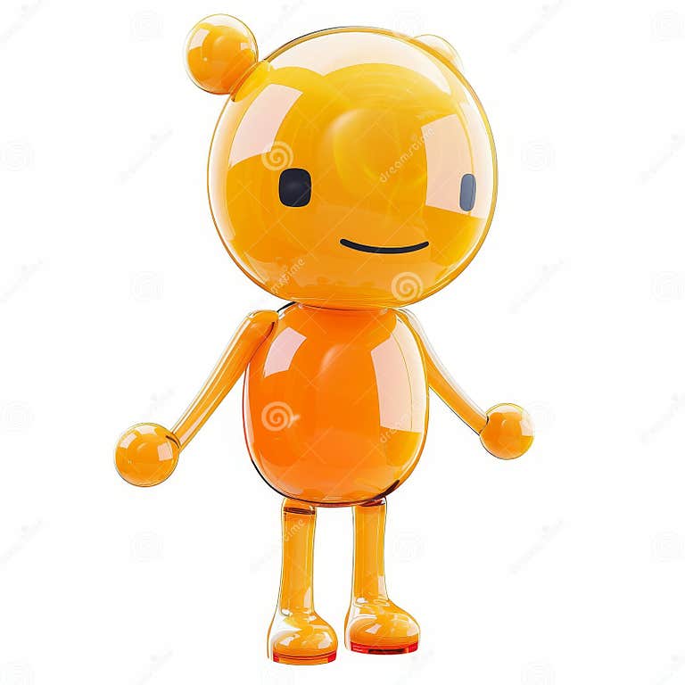 Orange Plastic Toy Character on White Background. 3d Rendering Stock ...
