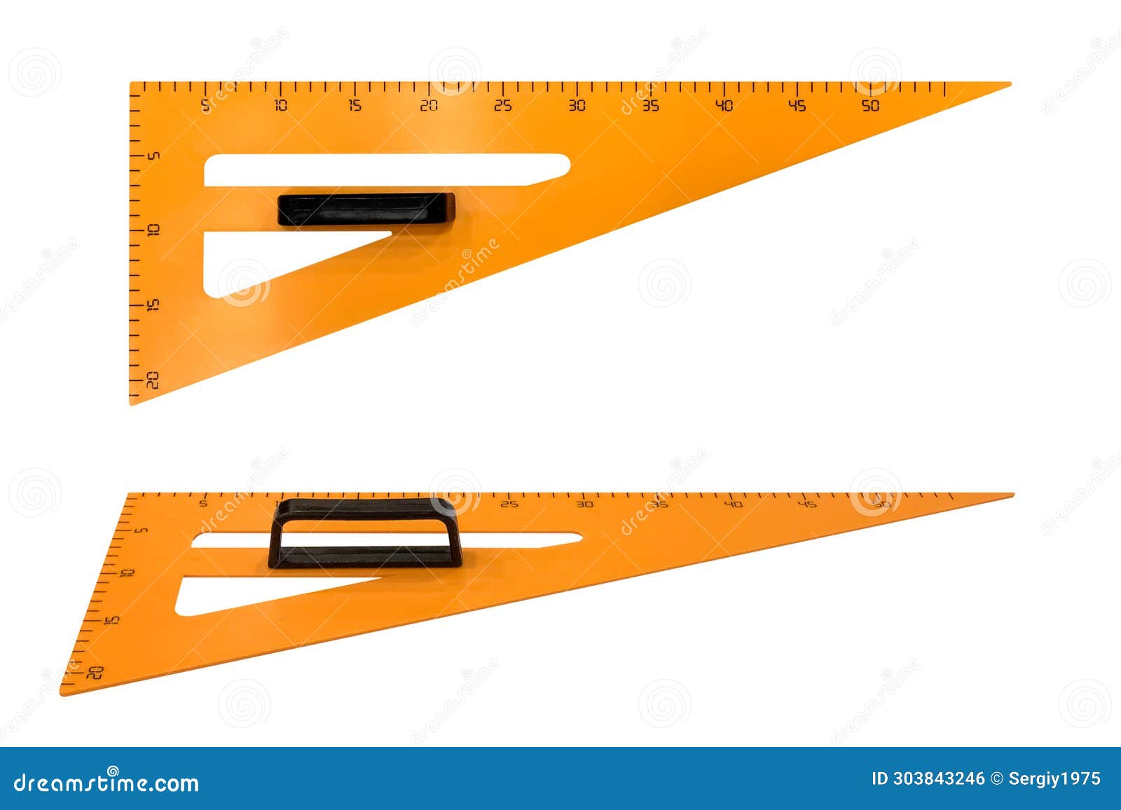Orange Plastic Triangular Ruler Isolated on White Background Stock ...