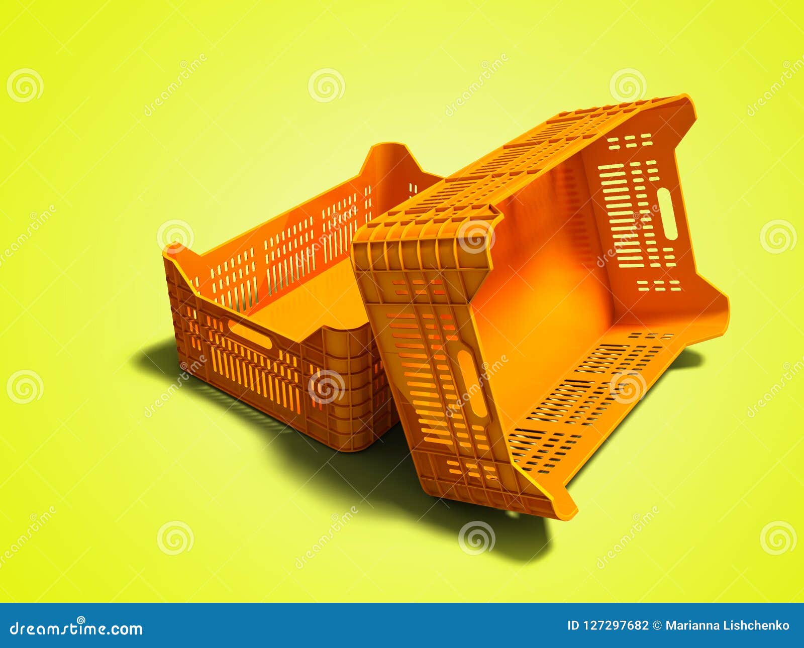 Orange Plastic Two Boxes of Empty Perspective Look 3d Render on Stock ...