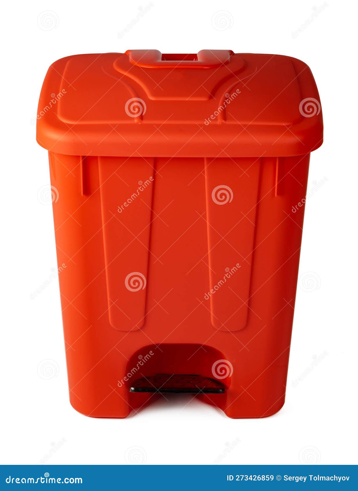 Orange Plastic Waste Bin Isolated on White Background Stock Image ...