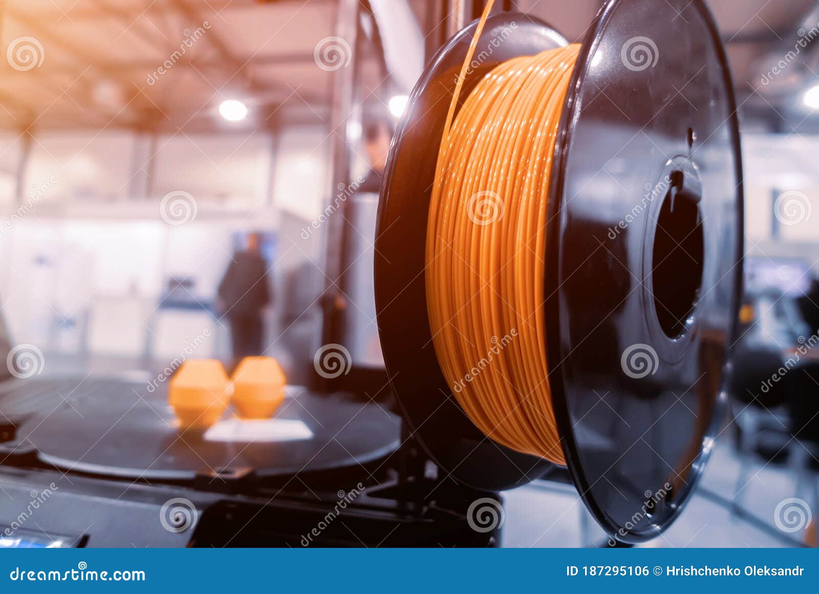 Orange Plastic Wire for 3D Printer Stock Photo - Image of industry ...