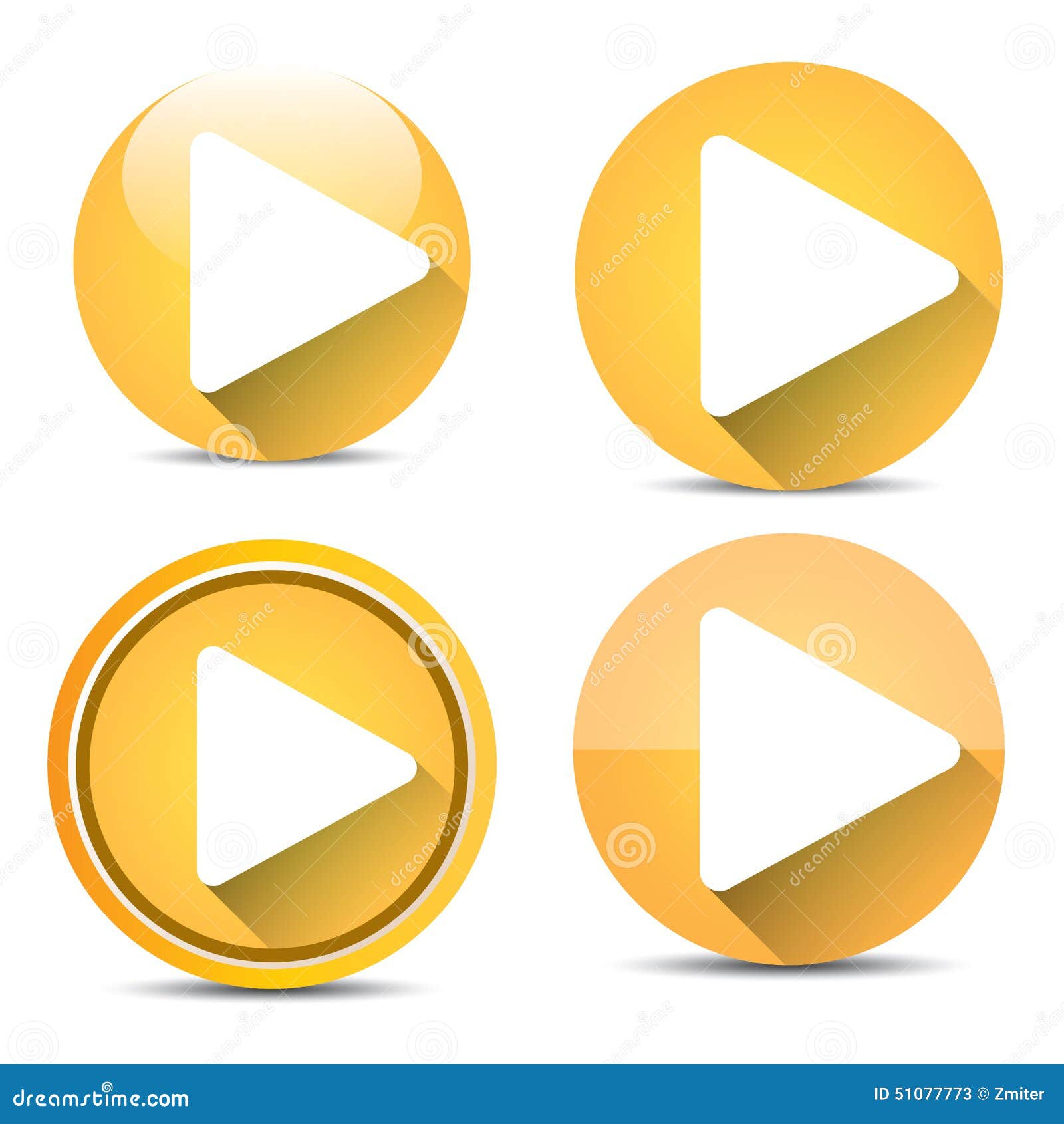 Orange Play Button Set. Vector Illustration Stock Vector - Illustration ...