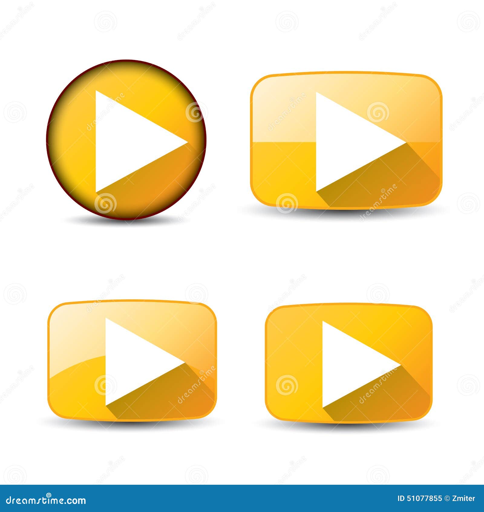 Orange Play Button Set. Vector Illustration Stock Vector - Illustration ...