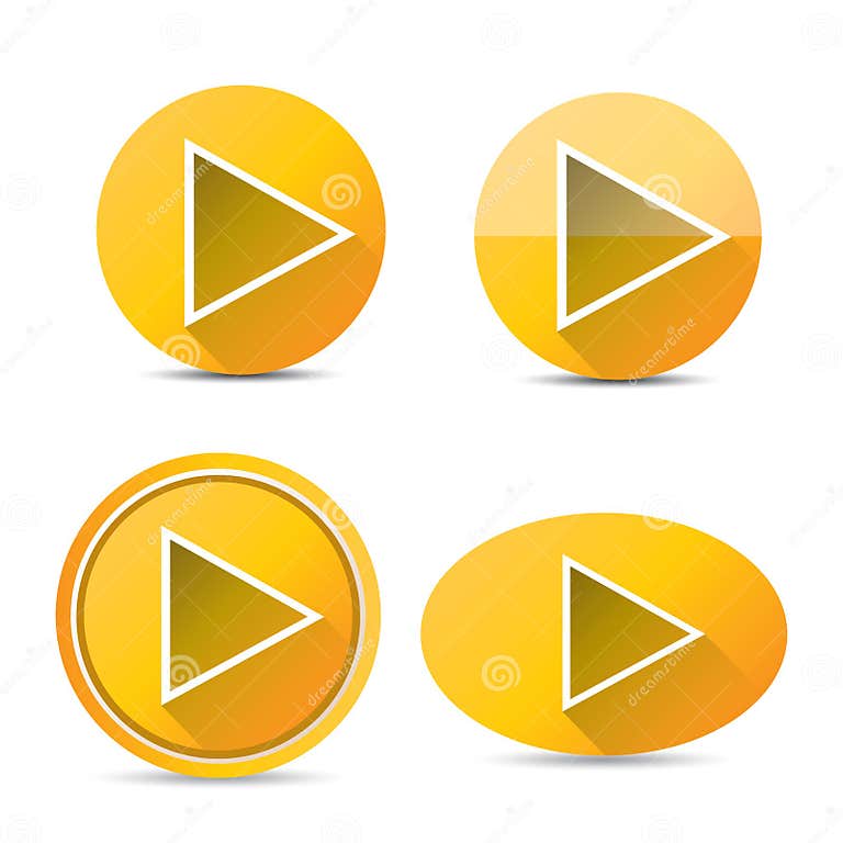 Orange Play Button Set. Vector Illustration Stock Vector - Illustration ...