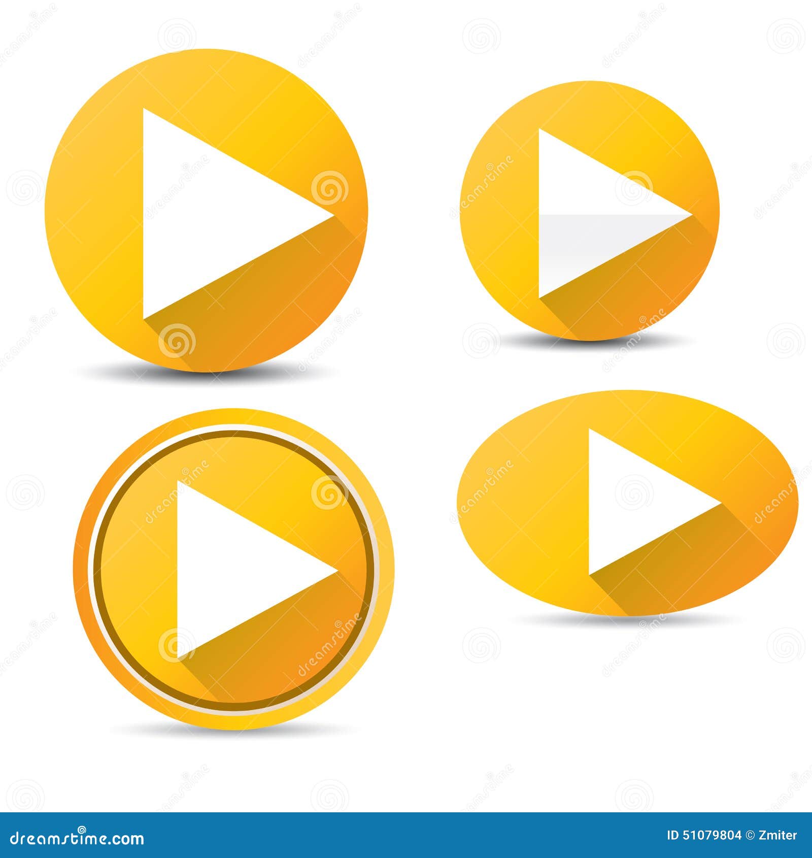 Orange Play Button Set. Vector Illustration Stock Vector - Illustration ...