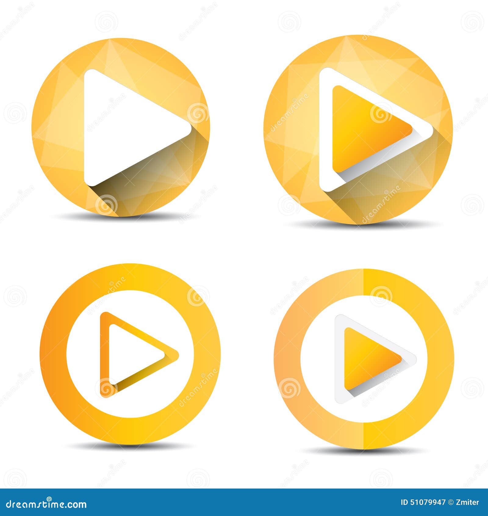 Orange Play Button Set. Vector Illustration Stock Vector - Illustration ...