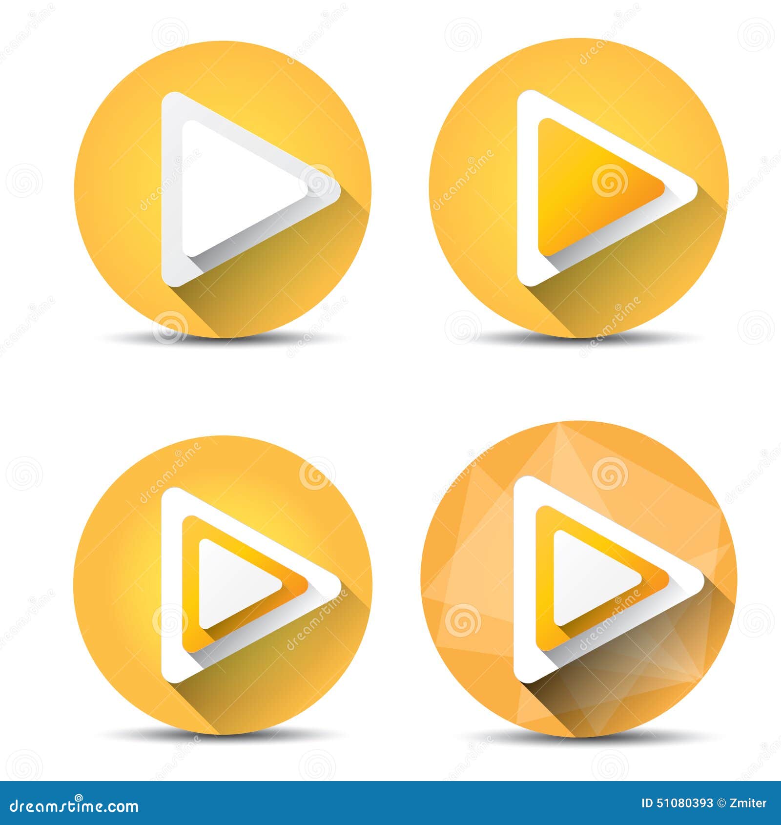 Orange Play Button Set. Vector Illustration Stock Vector - Illustration ...