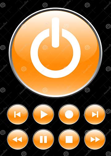 Orange player buttons stock vector. Illustration of group - 7251059