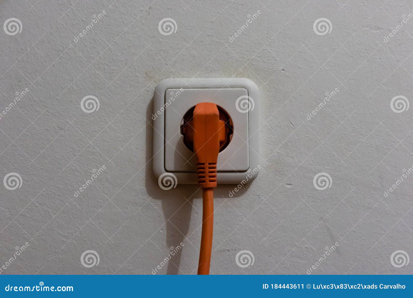 Orange Plug Connected To a White Socket Stock Image - Image of home ...