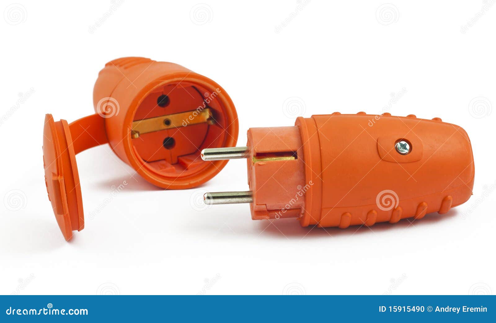 The Orange Plug and the Socket on White Stock Photo - Image of energy ...