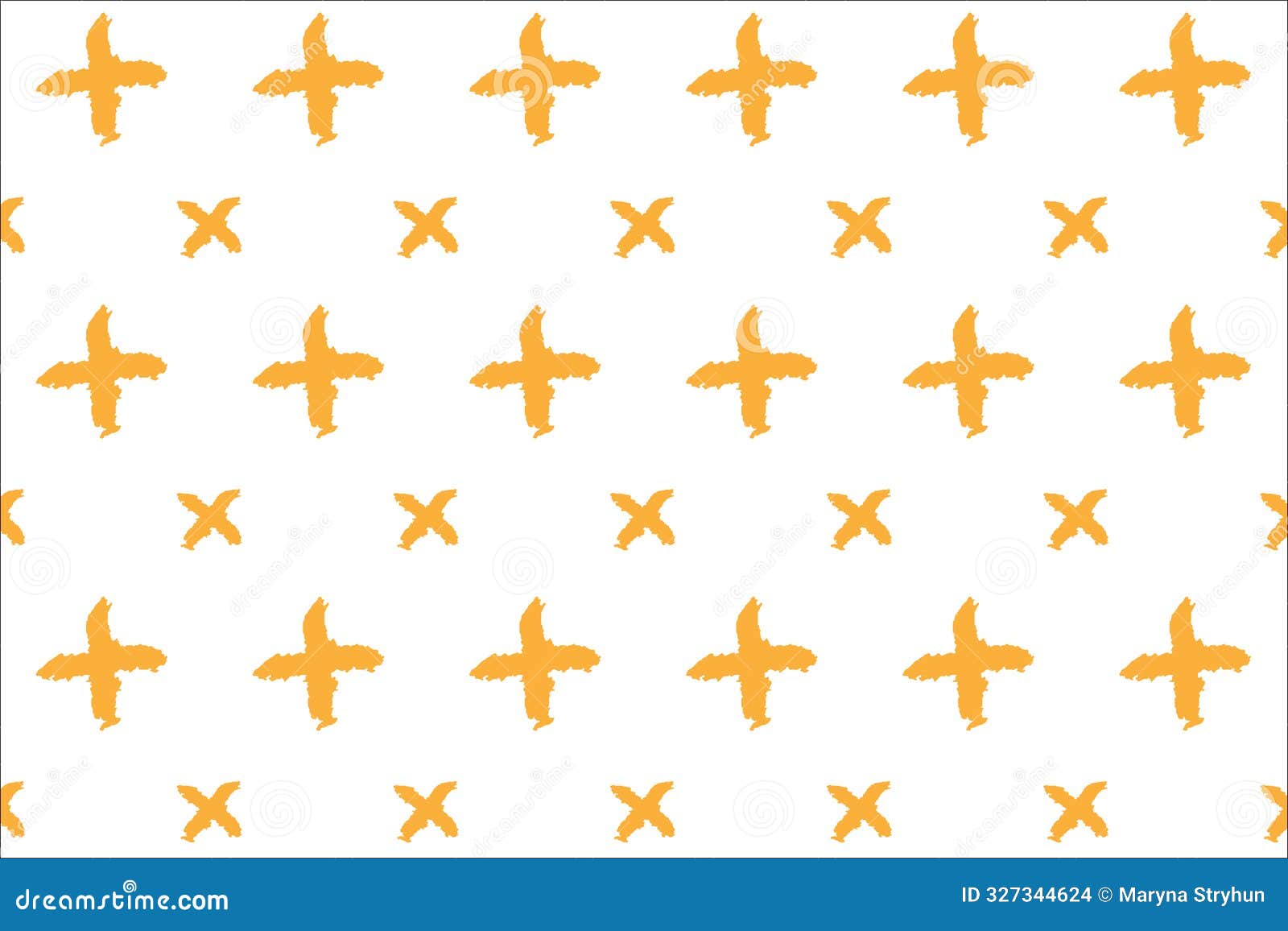 Orange Plus Symbol Pattern on White Background, Doodle Design Drawn by ...