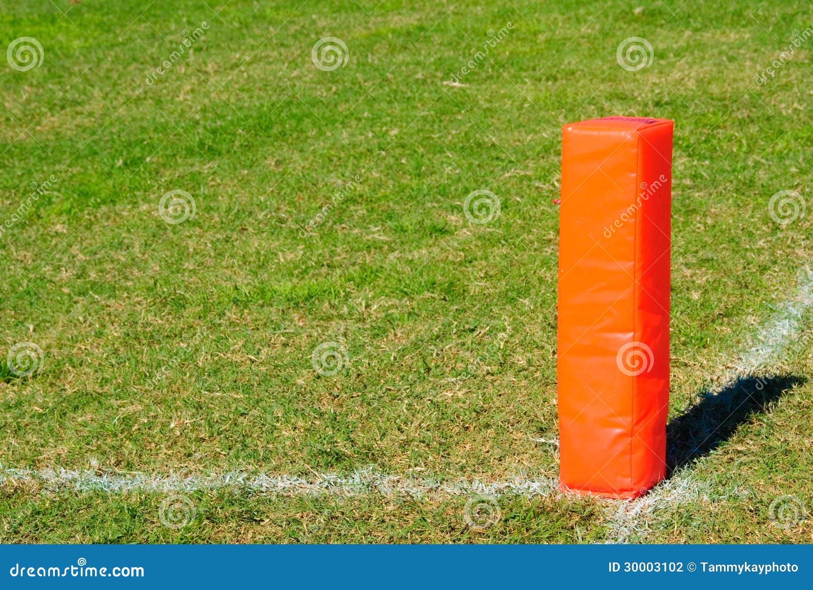 Orange football pylon stock photo. Image of touchdown - 30003102