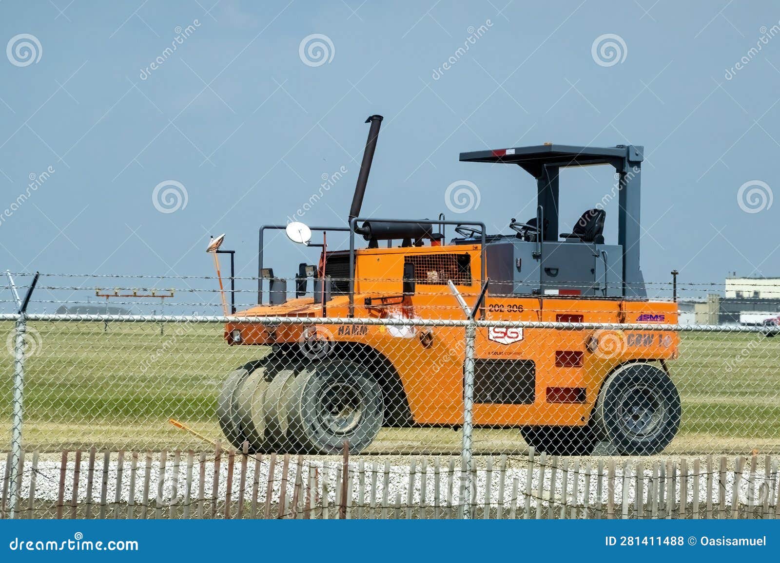 A Orange Pneumatic Wheel Roller Editorial Stock Photo - Image of ...