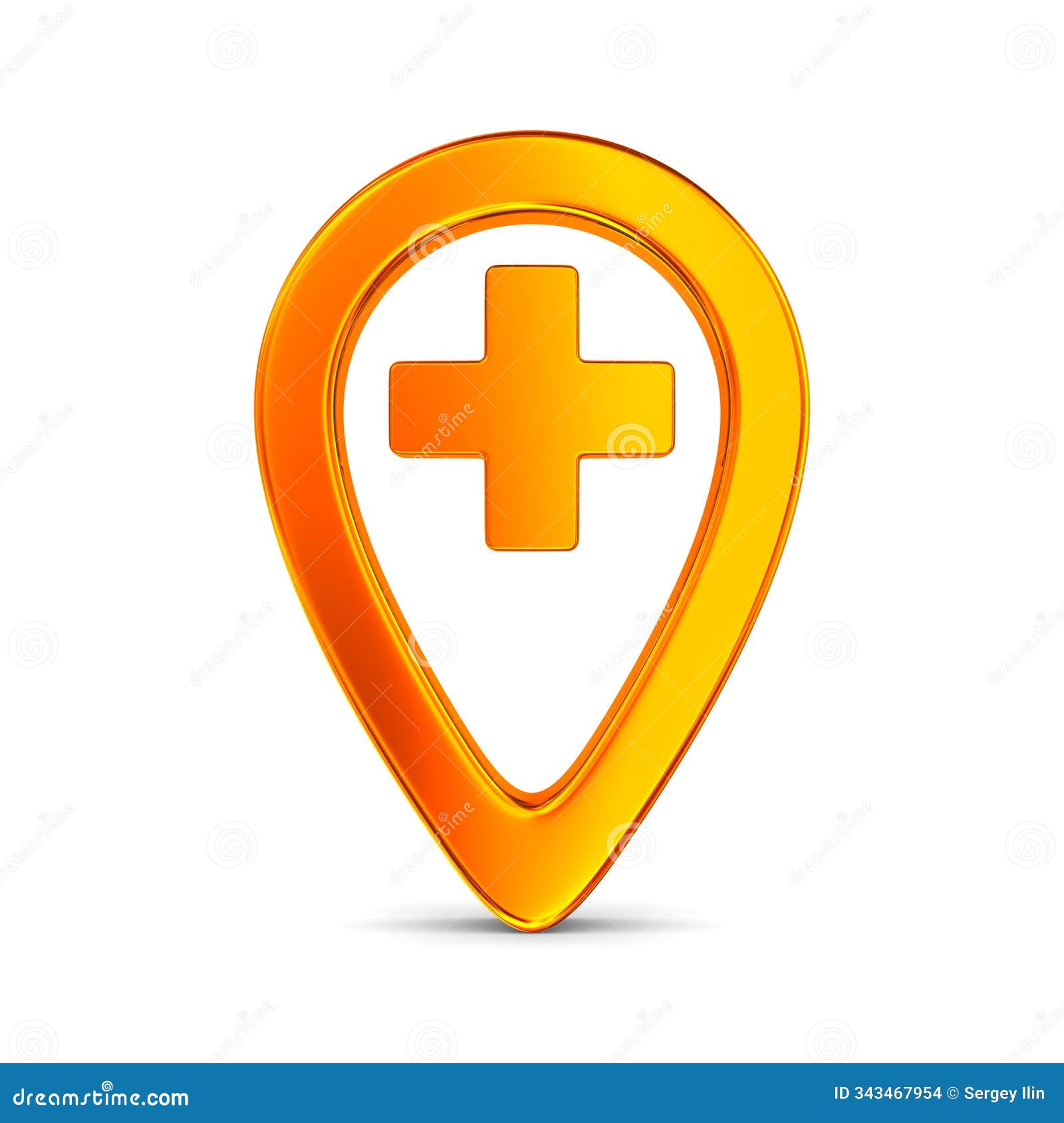 Orange Pointer Marker on White Background. Isolated 3D Illustration ...