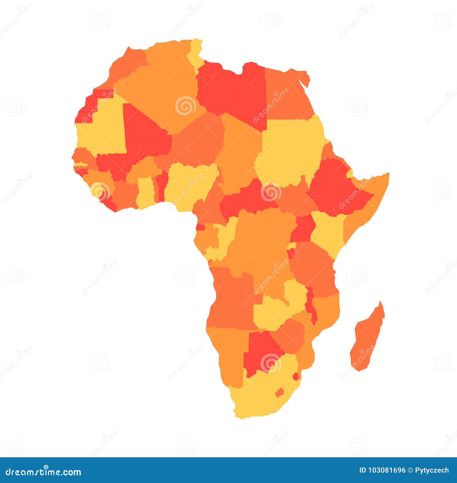 Orange Political Map of Africa. Vector Illustration Stock Vector ...