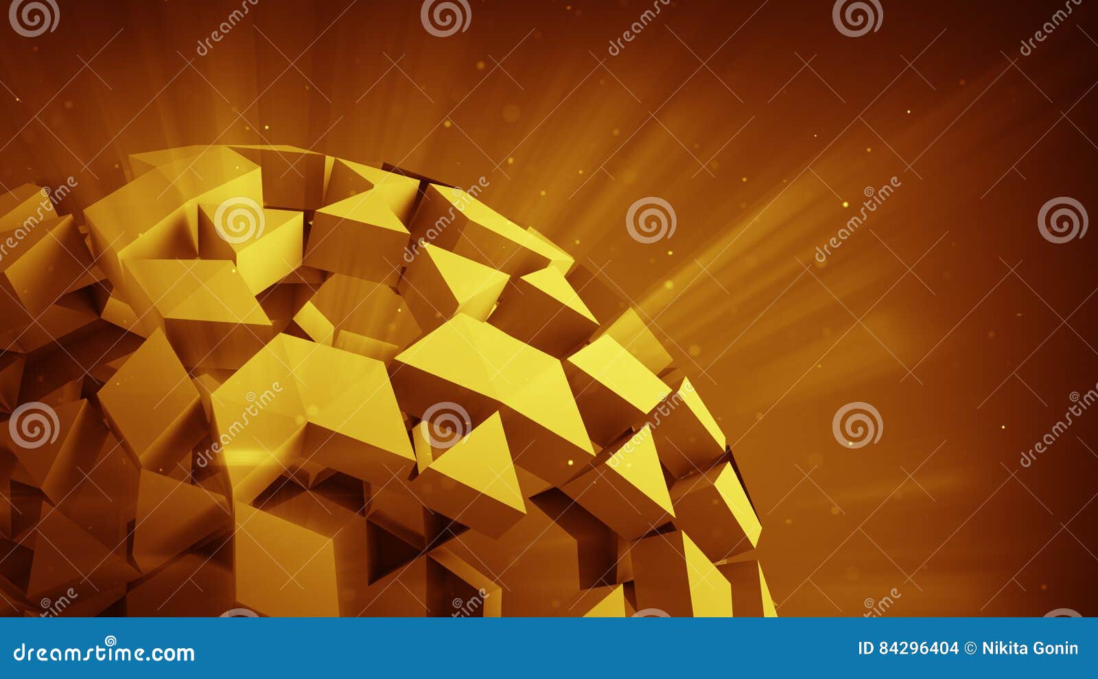 Orange Polygonal Ball 3D Render Stock Illustration - Illustration of ...