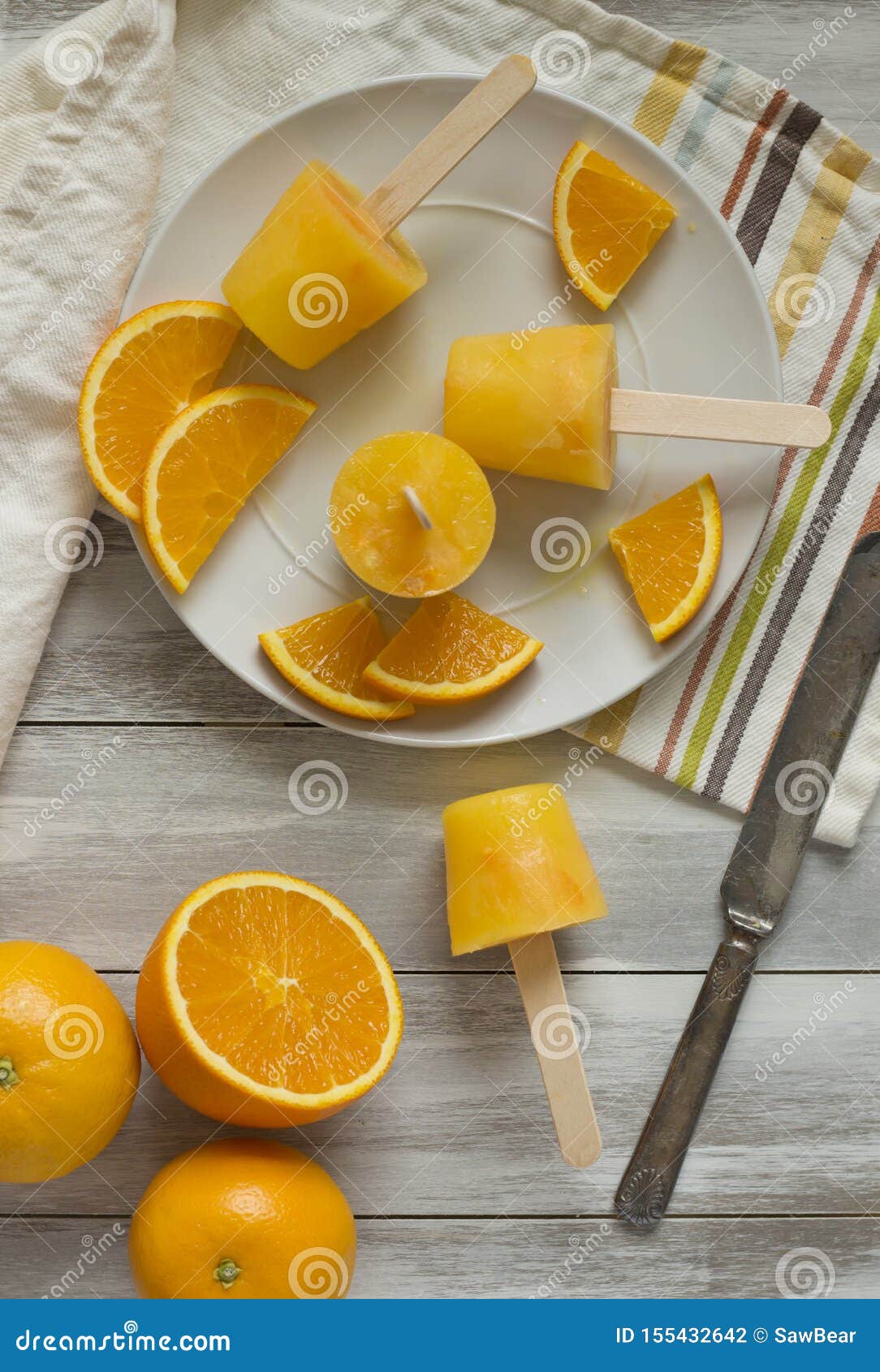Orange Popsicles and Oranges Flat Lay Stock Photo - Image of juice ...