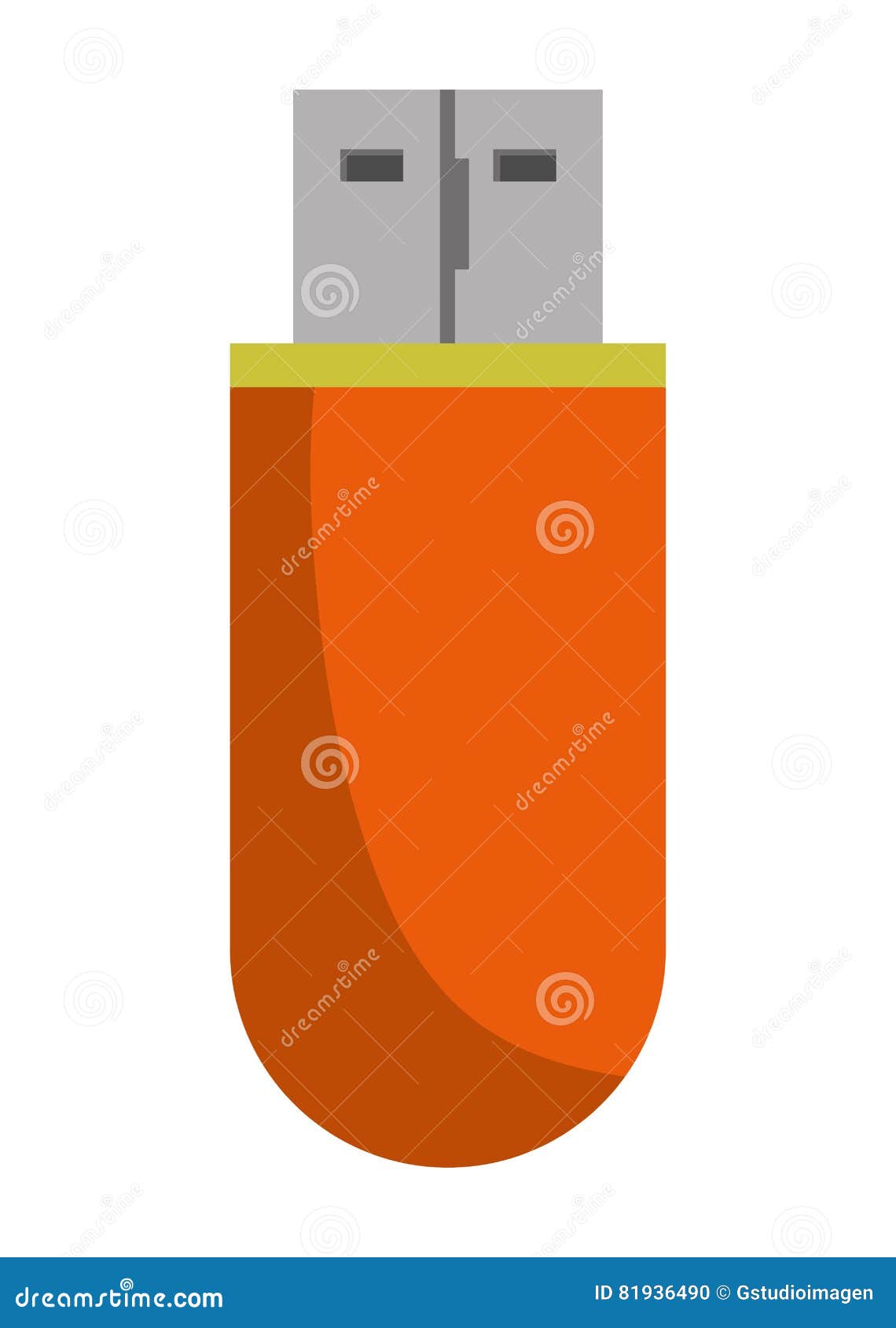 Orange Portable Usb Memory Isolated. Stock Vector - Illustration of ...