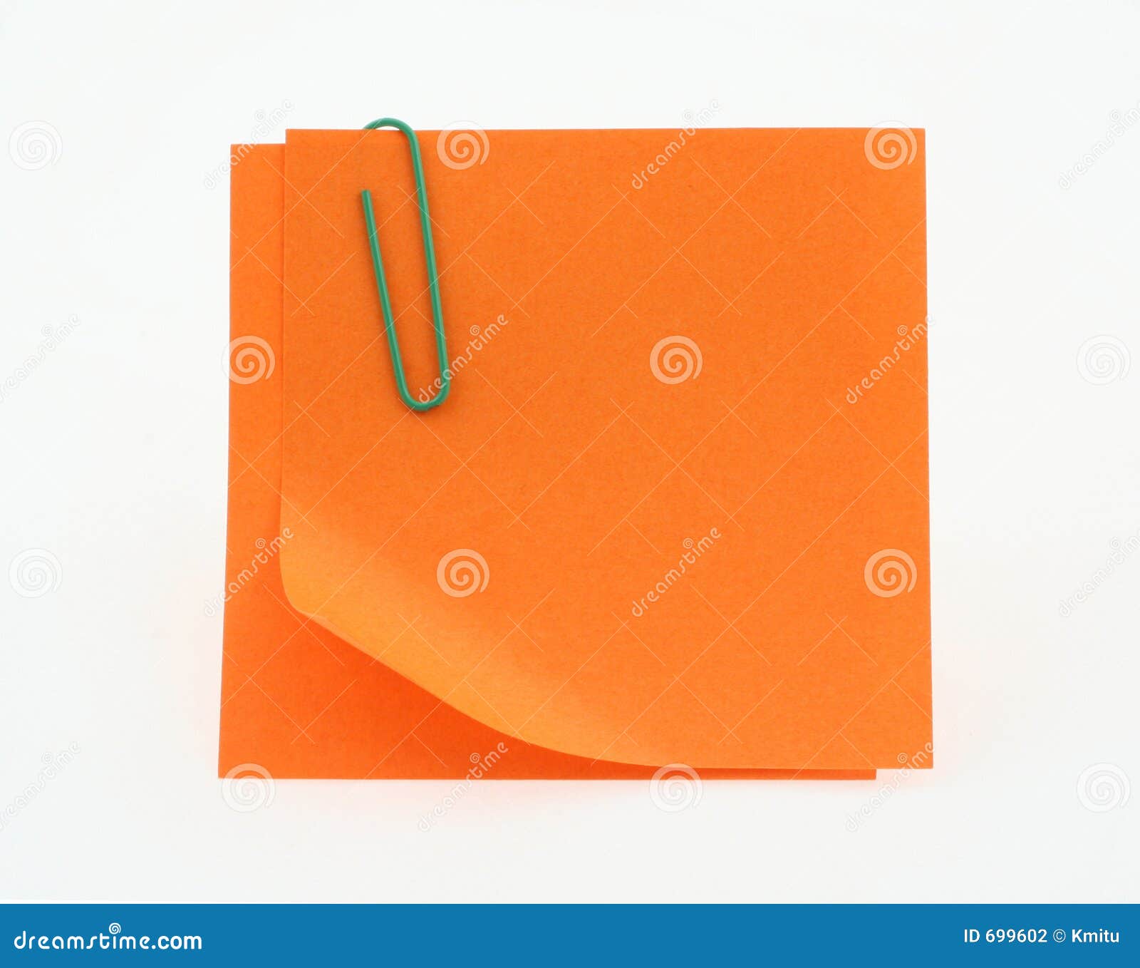 Orange Post-it Notes with a Bent Corner on White Stock Photo - Image of ...