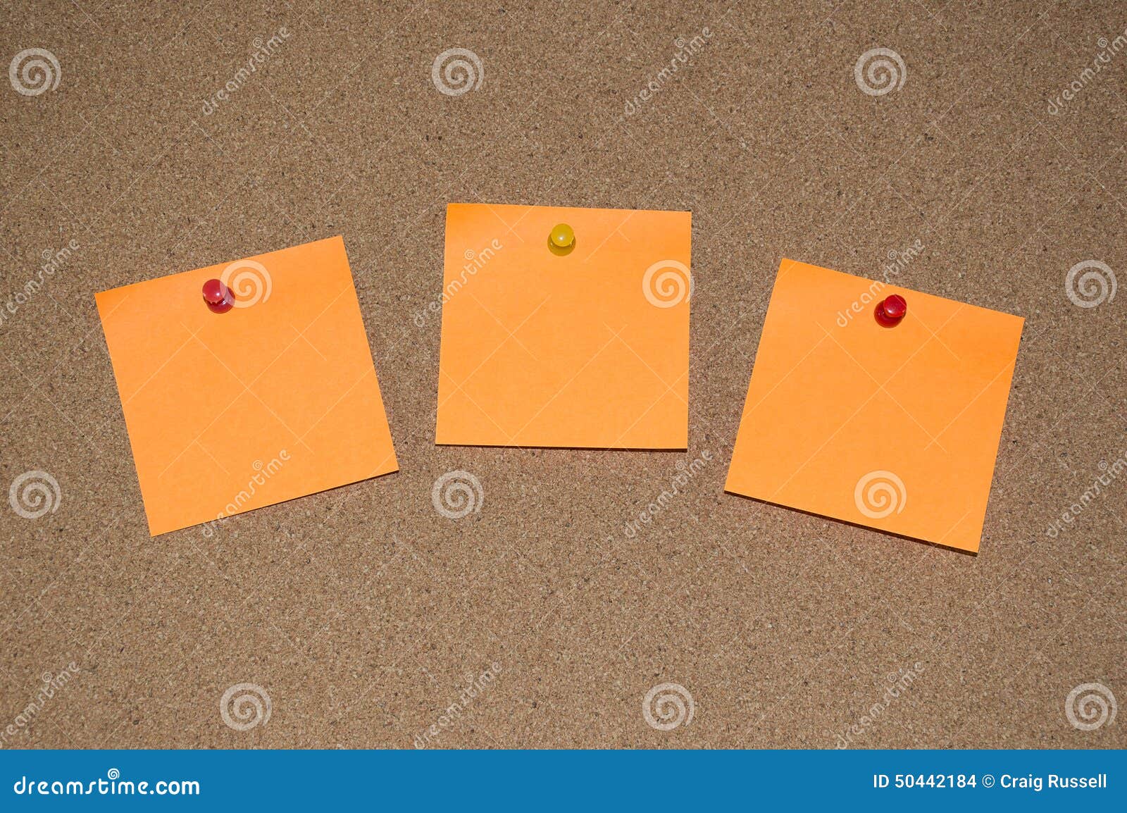 Orange Post it Notes on a Cork Board Stock Photo - Image of posted ...