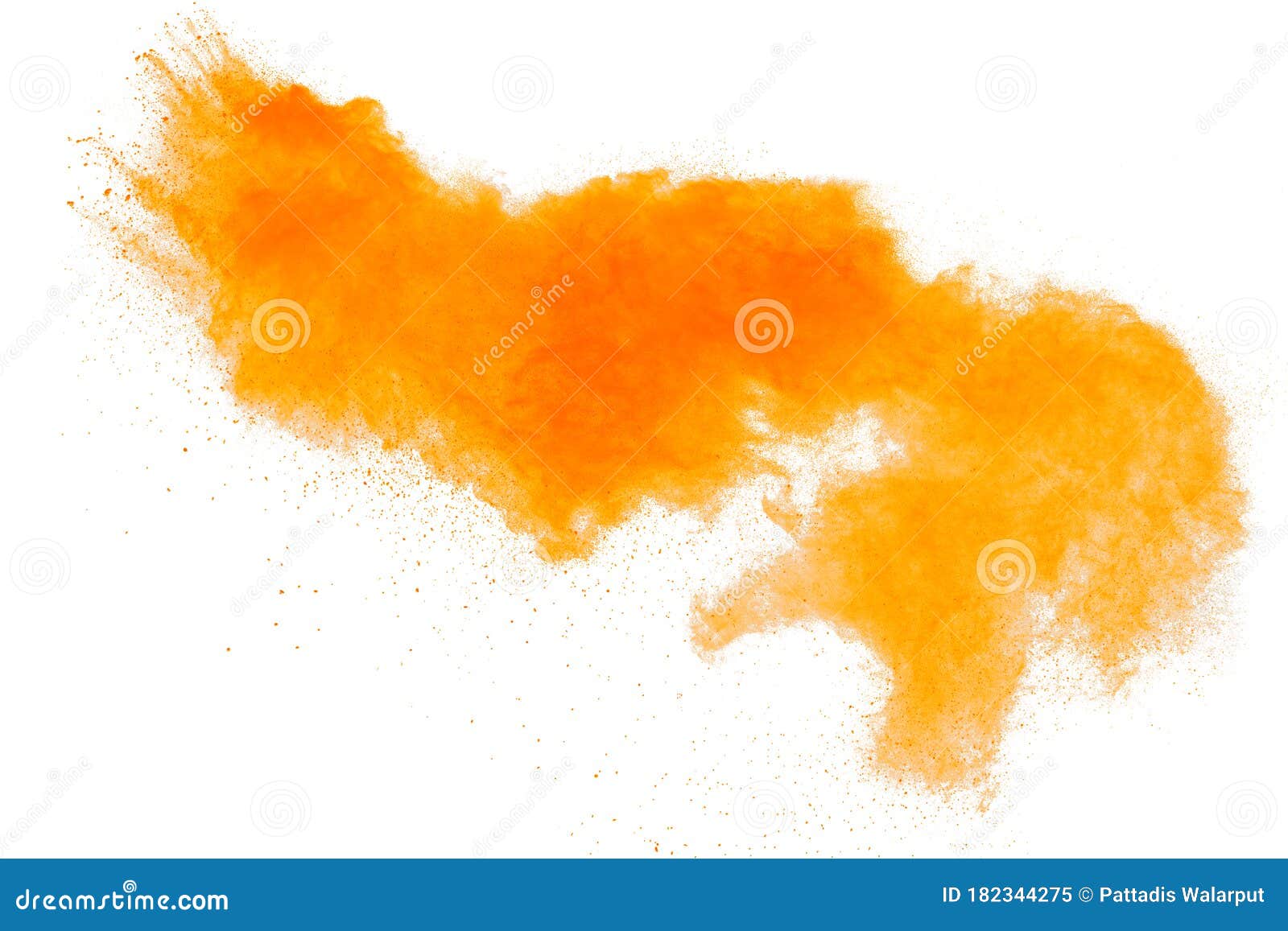 Orange Powder Dust Particles Explosion on White Background.Orange Dust ...