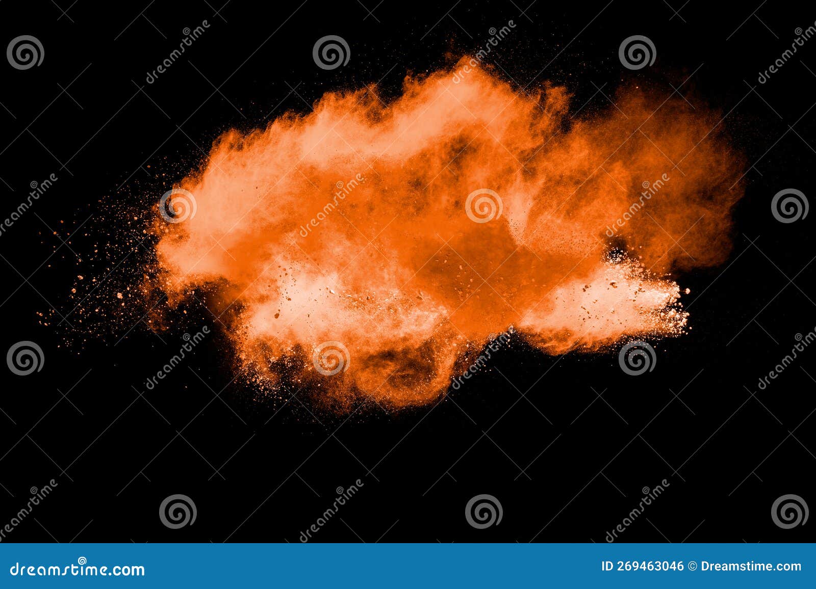 Orange Powder Explosion on Black Background. Orange Color Dust Splash ...
