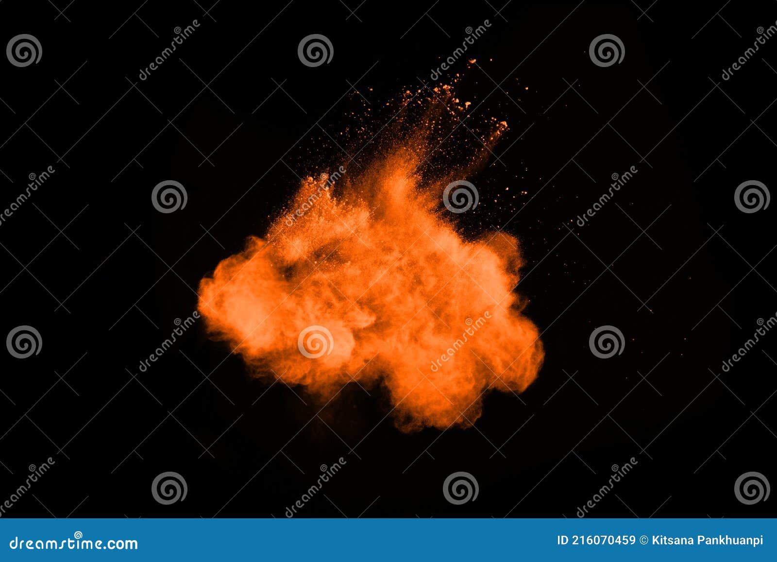 Orange Powder Explosion on Black Background. Stock Image - Image of ...