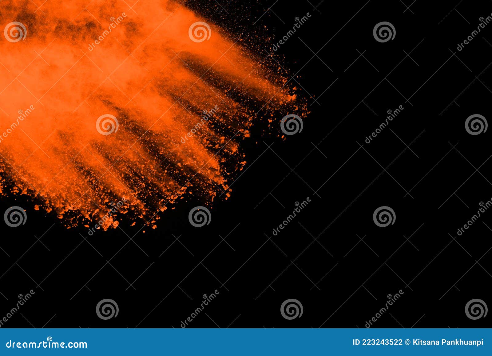 Orange Powder Explosion on Black Background. Stock Photo - Image of ...