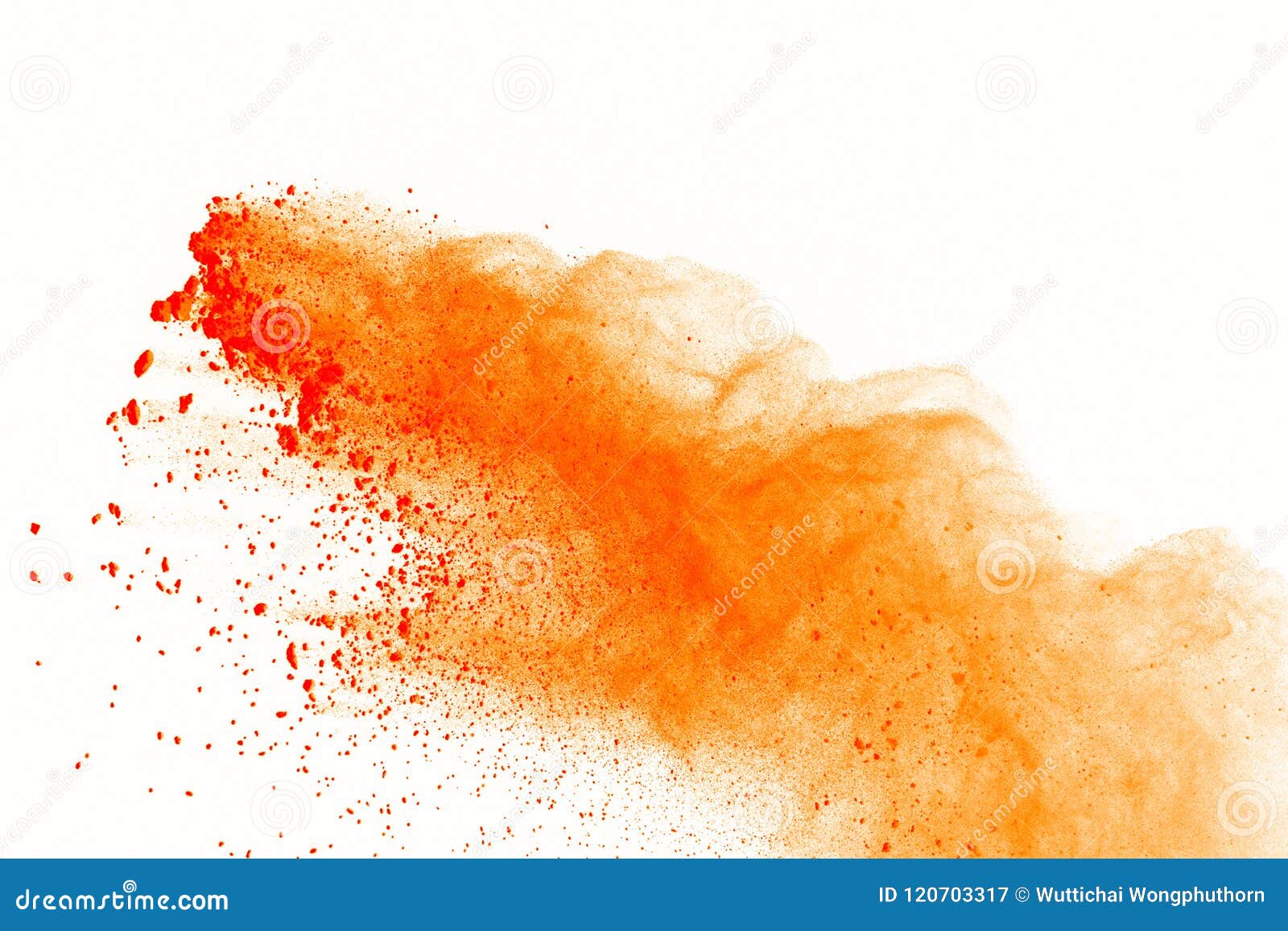 Orange Powder Explosion Isolated on White Background. Abstract O Stock ...