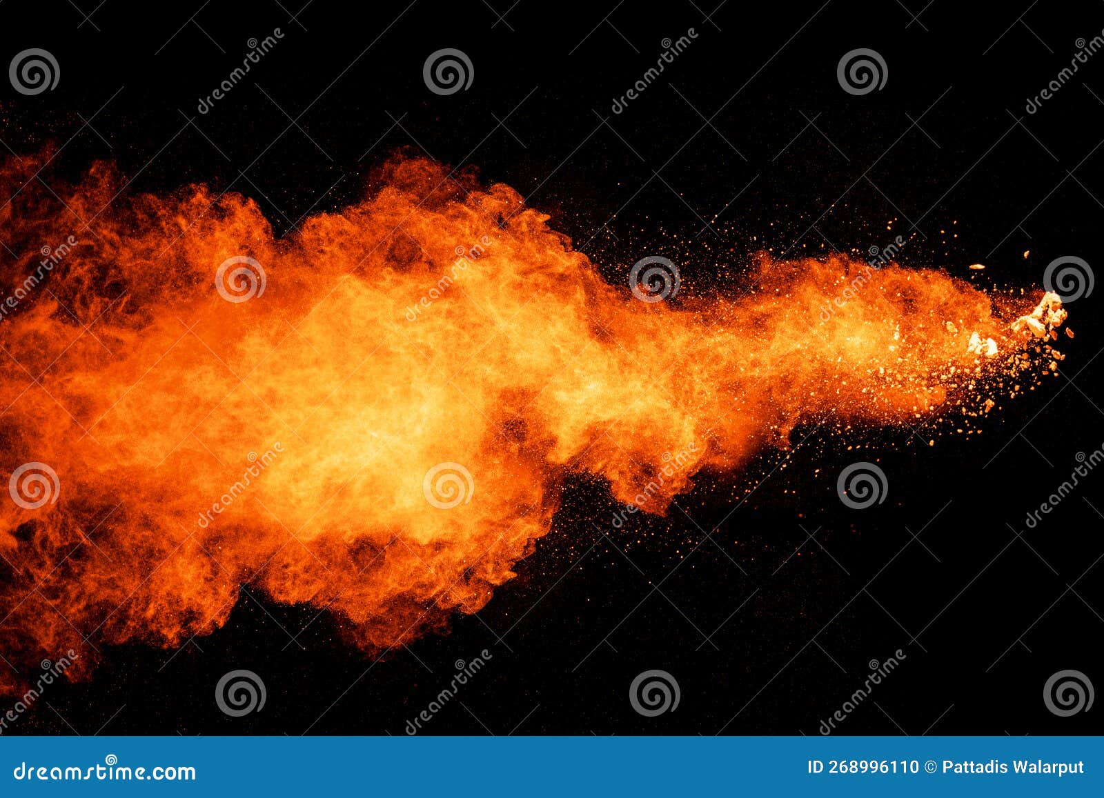 Orange Powder Explosion on White Background.Orange Color Dust Splash ...