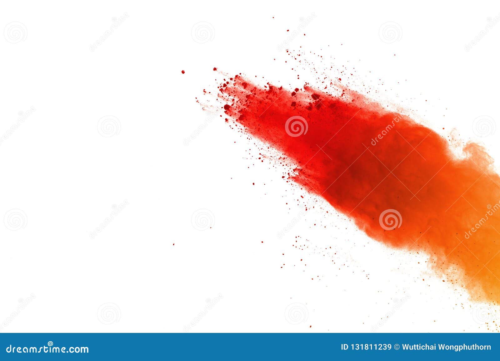 Orange Powder Explosion on White Background. Colored Cloud. Colorful ...