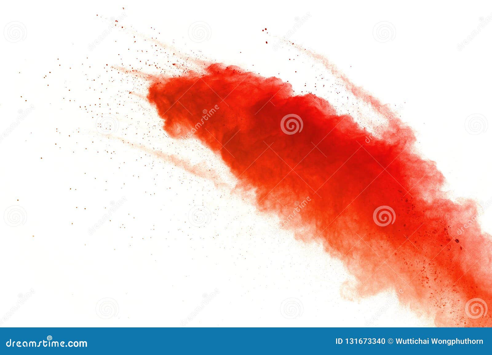 Orange Powder Explosion on White Background. Colored Cloud. Colorful ...