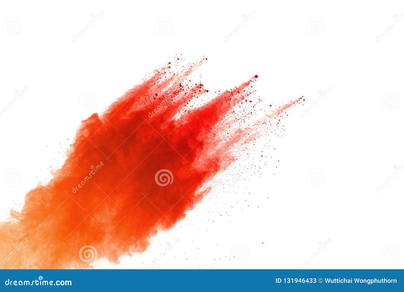 Orange Powder Explosion on White Background. Colored Cloud. Colorful ...