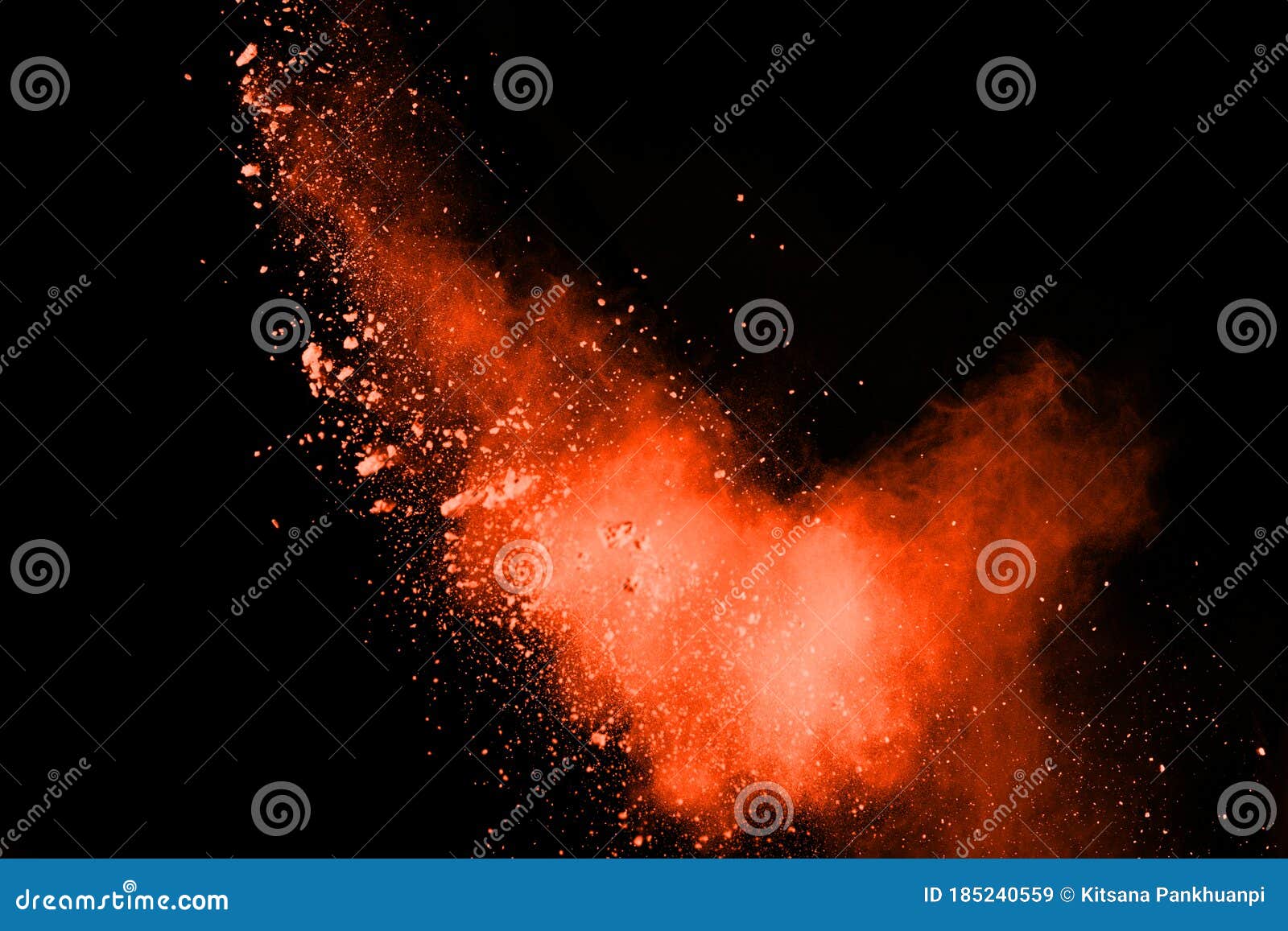 Orange Powder Explosion on White Background. Stock Image - Image of ...