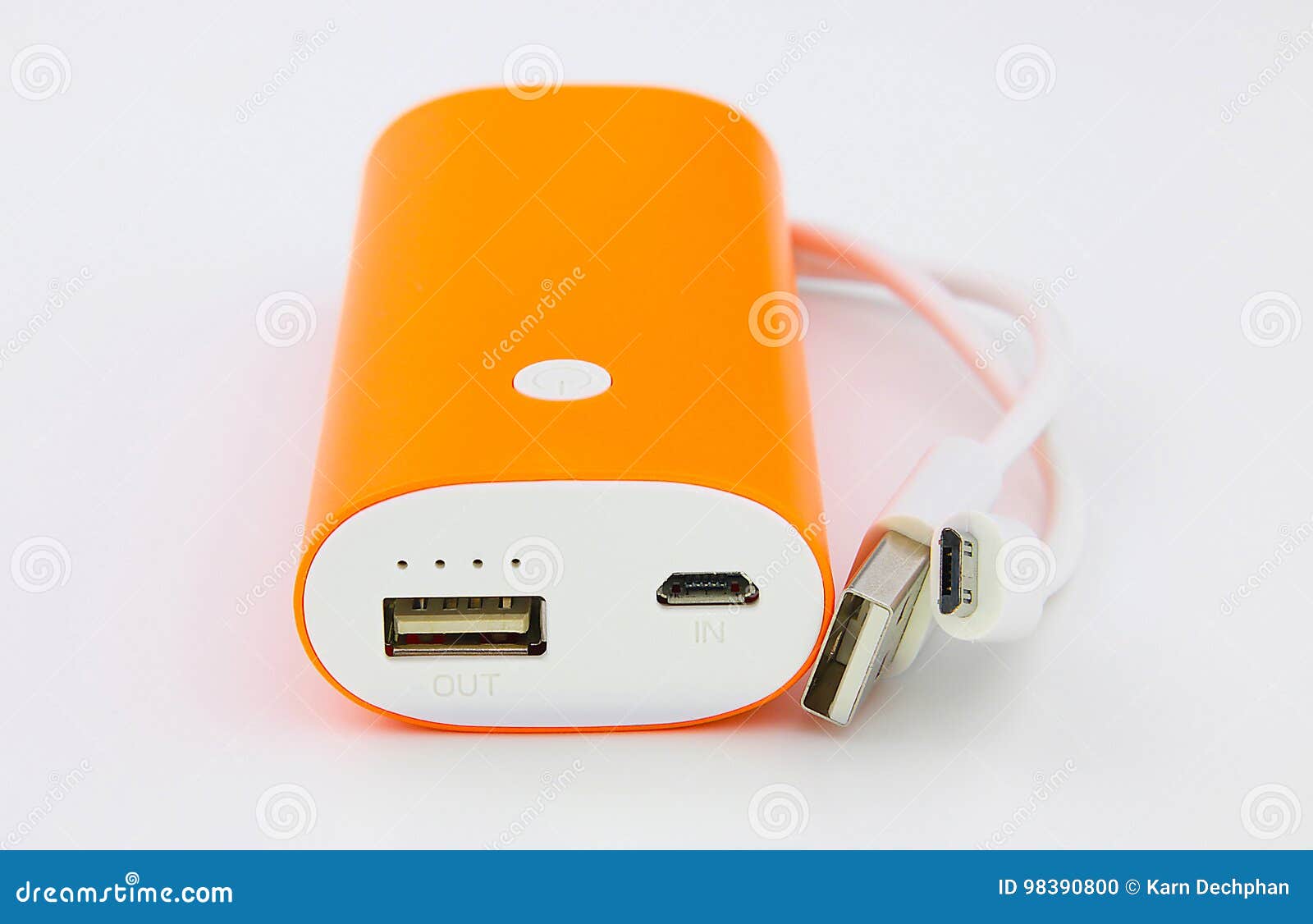 Orange Power Bank and USB Cable in-out Stock Photo - Image of charger ...