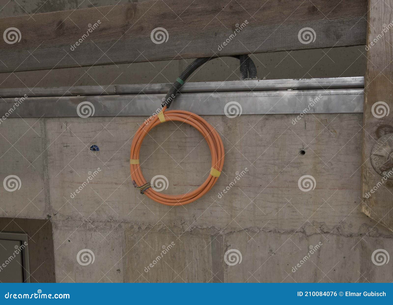 Orange Power Cable at the Construction Site Stock Photo - Image of ...
