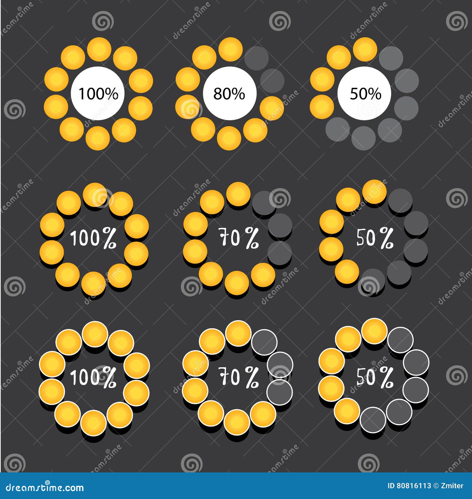 Orange Preloaders and Progress Loading Bars. Stock Vector ...
