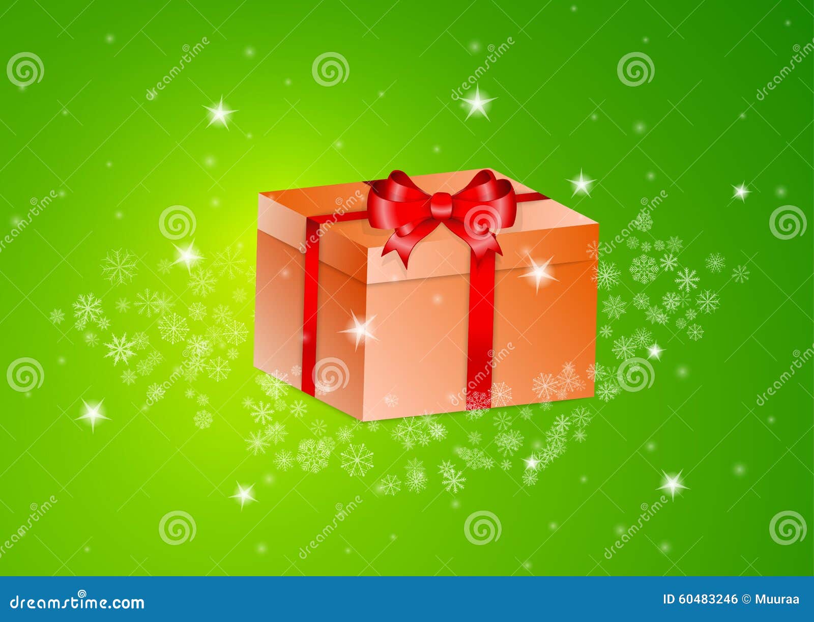 Orange Present with Red Ribbon Stock Illustration - Illustration of ...