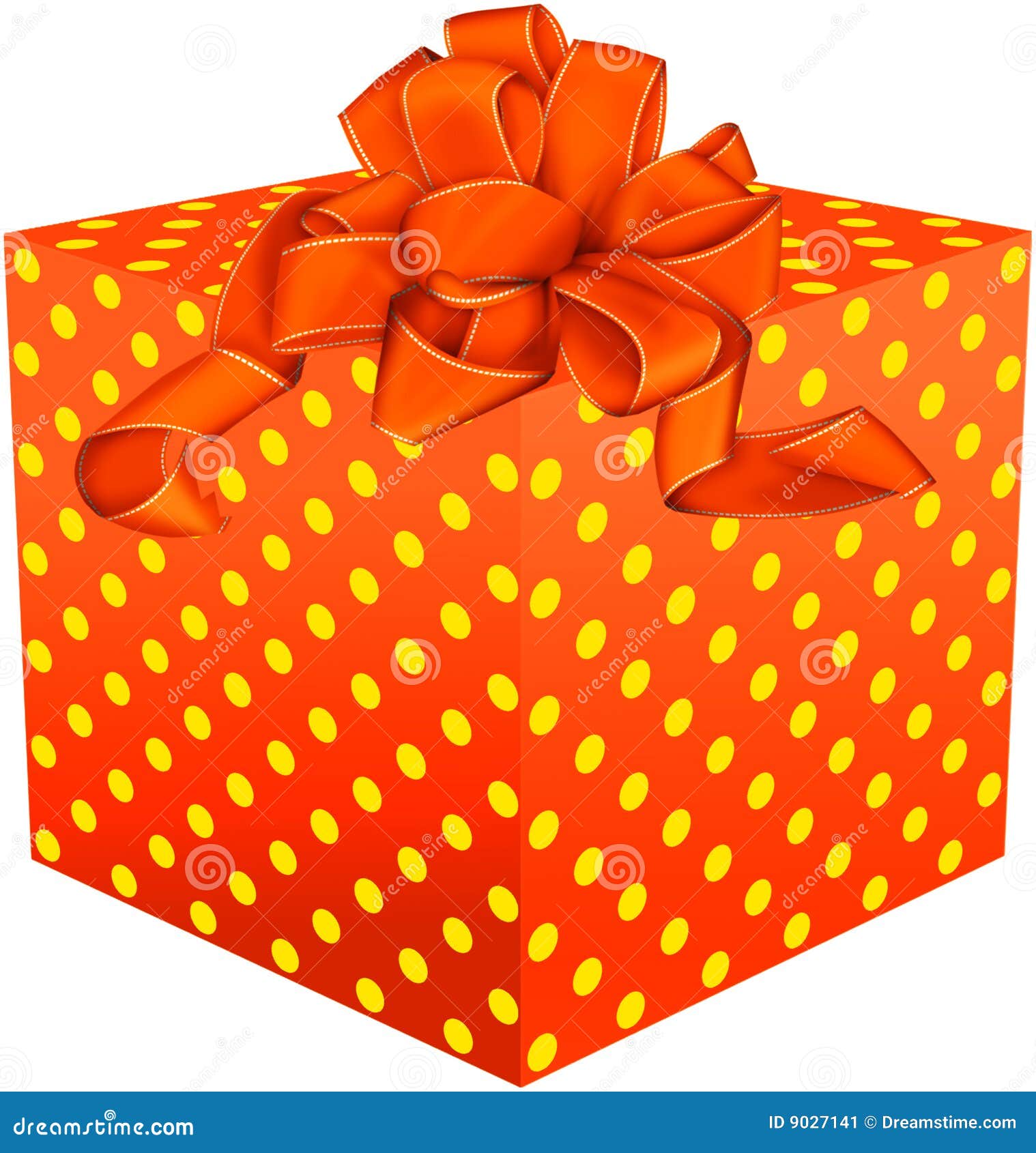 Orange Present with Yellow Polka Dots, Orange Bow Stock Illustration ...