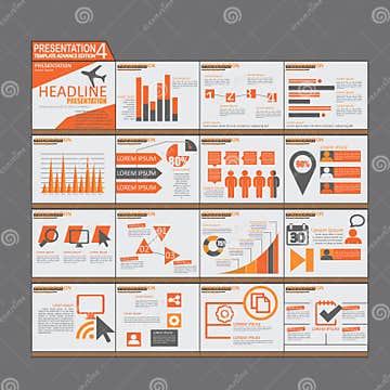 Orange Presentation Infographic Elements Template Flat Design Stock ...